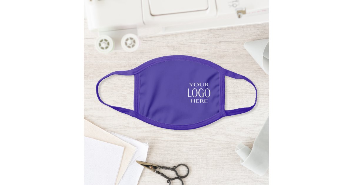 Your Logo On Side Face Mask Bluish Purple | Zazzle