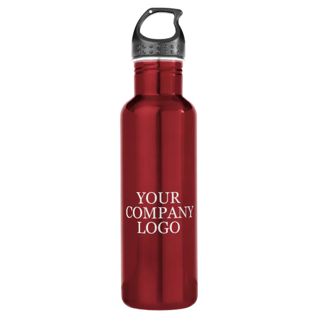Your Logo or Photo Red Stainless Steel Water Bottle | Zazzle