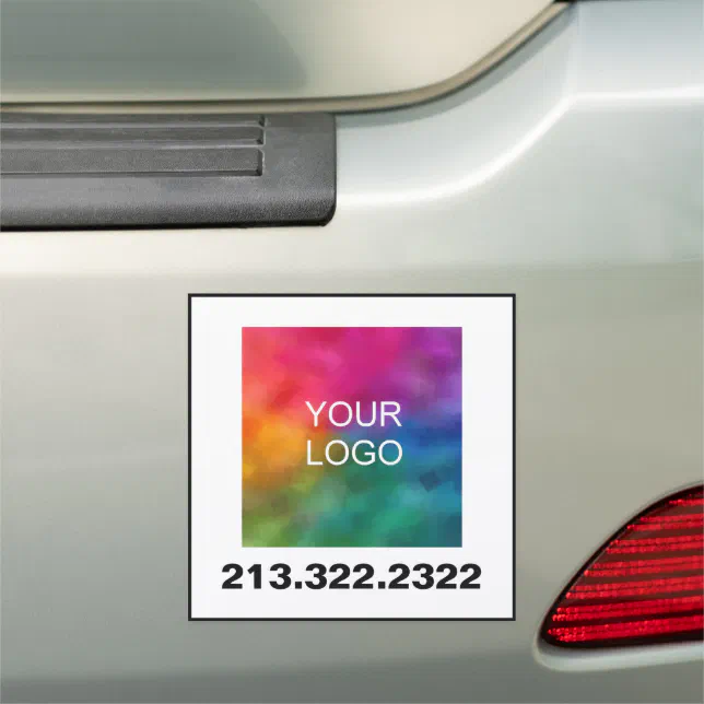Your Logo Phone Number Template Square Large Car Magnet | Zazzle