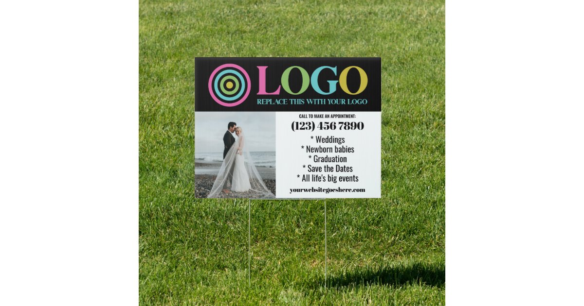 Your Logo Photo Contact Promotional Small Business Sign | Zazzle