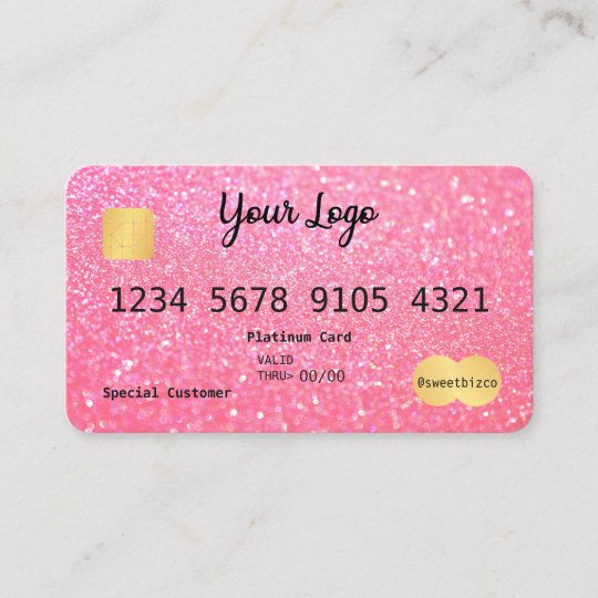 Your Logo Pink Glitter-look Credit Card | Zazzle.com