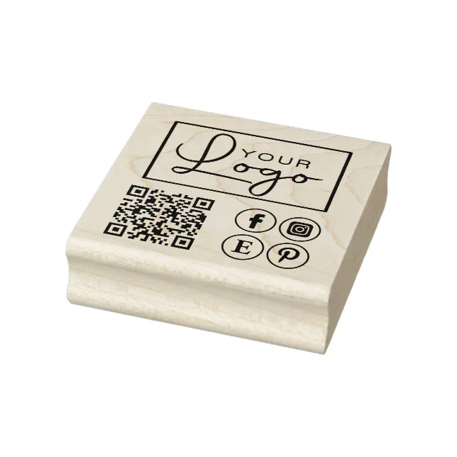 Your Logo QR Code Custom Business Rubber Stamp | Zazzle