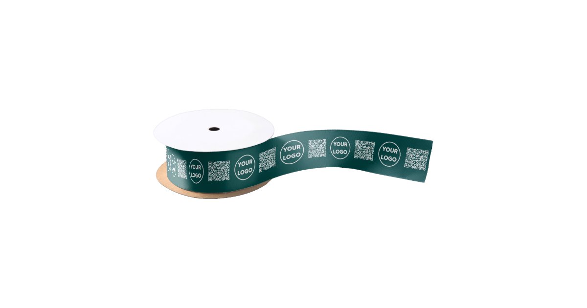 Your Logo QR Code Pattern Teal Satin Ribbon | Zazzle