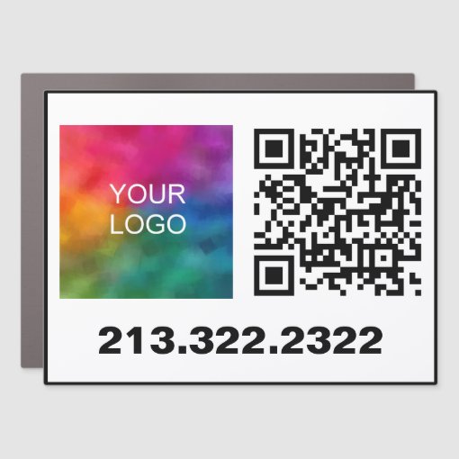 Your Logo QR Code Phone Number Modern Template Car Magnet | Zazzle