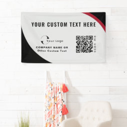 Your Logo QR code Simple Minimal Business Banner | Zazzle