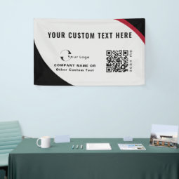Your Logo QR code Simple Minimal Business Banner | Zazzle