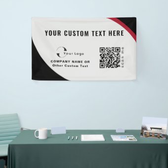 Your Logo QR code Simple Minimal Business Banner | Zazzle