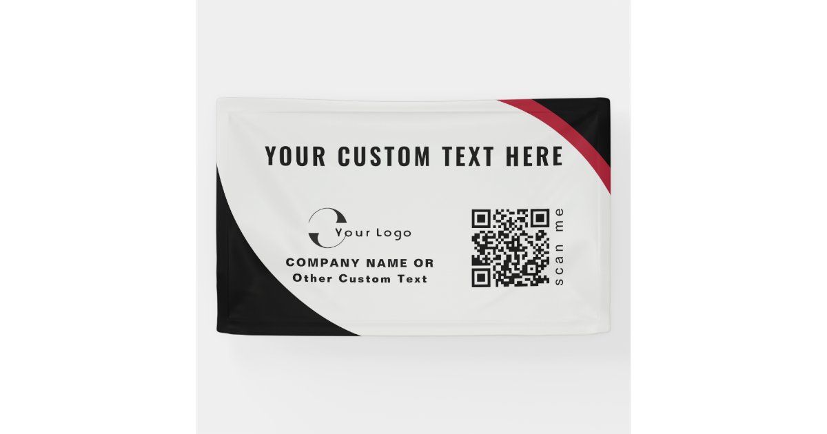 Your Logo QR code Simple Minimal Business Banner | Zazzle