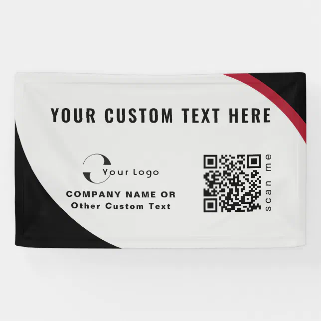Your Logo QR code Simple Minimal Business Banner | Zazzle
