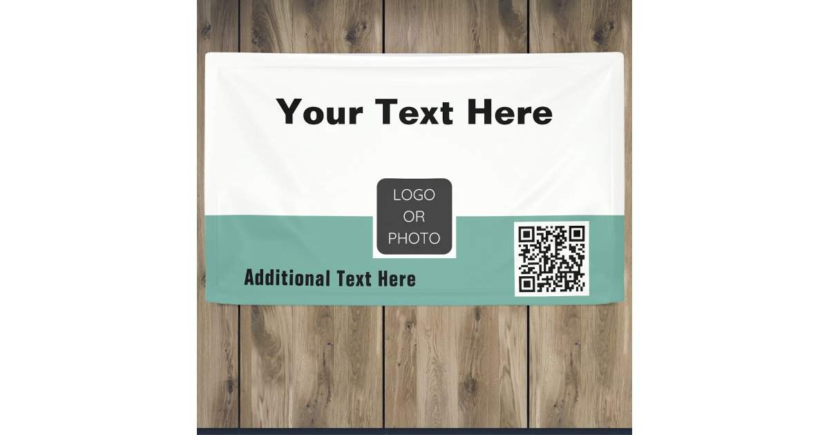 Your Logo QR code Simple Minimal Business Banner | Zazzle