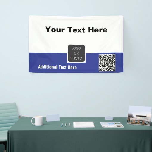Your Logo QR code Simple Minimal Business Banner | Zazzle
