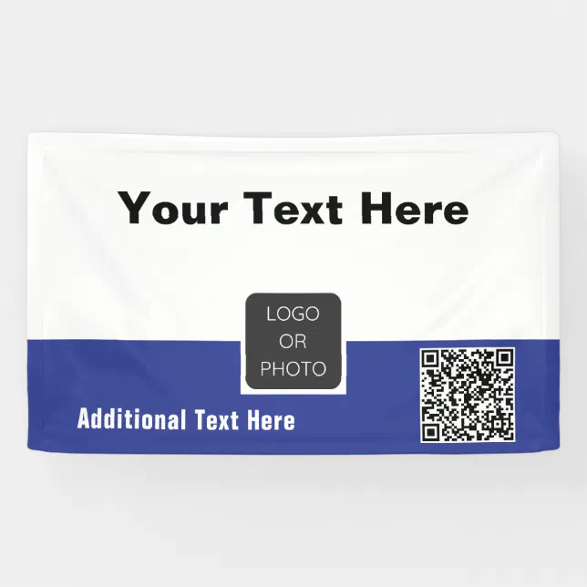 Your Logo QR code Simple Minimal Business Banner | Zazzle