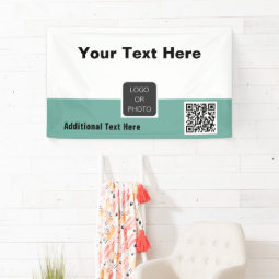 Your Logo QR code Simple Minimal Business Banner | Zazzle