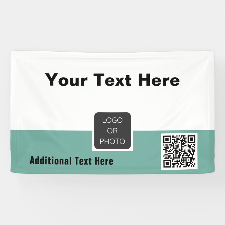 Your Logo QR code Simple Minimal Business Banner | Zazzle