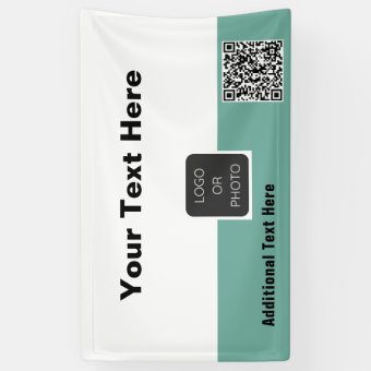 Your Logo QR code Simple Minimal Business Banner | Zazzle