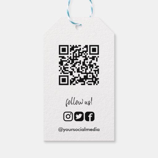 Your Logo & QR Code Social Media Price Gift Tags | Zazzle