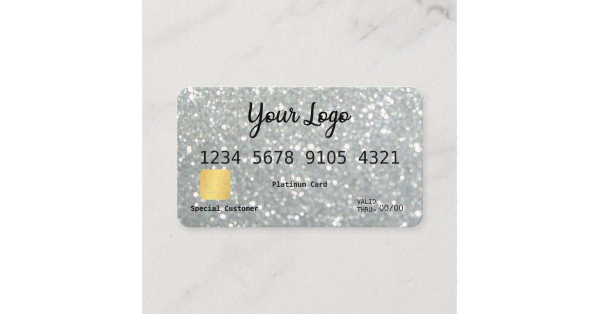 Your Logo Silver Glitter-look Credit Card | Zazzle