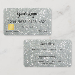 Your Logo Silver Glitter-look Credit Card | Zazzle