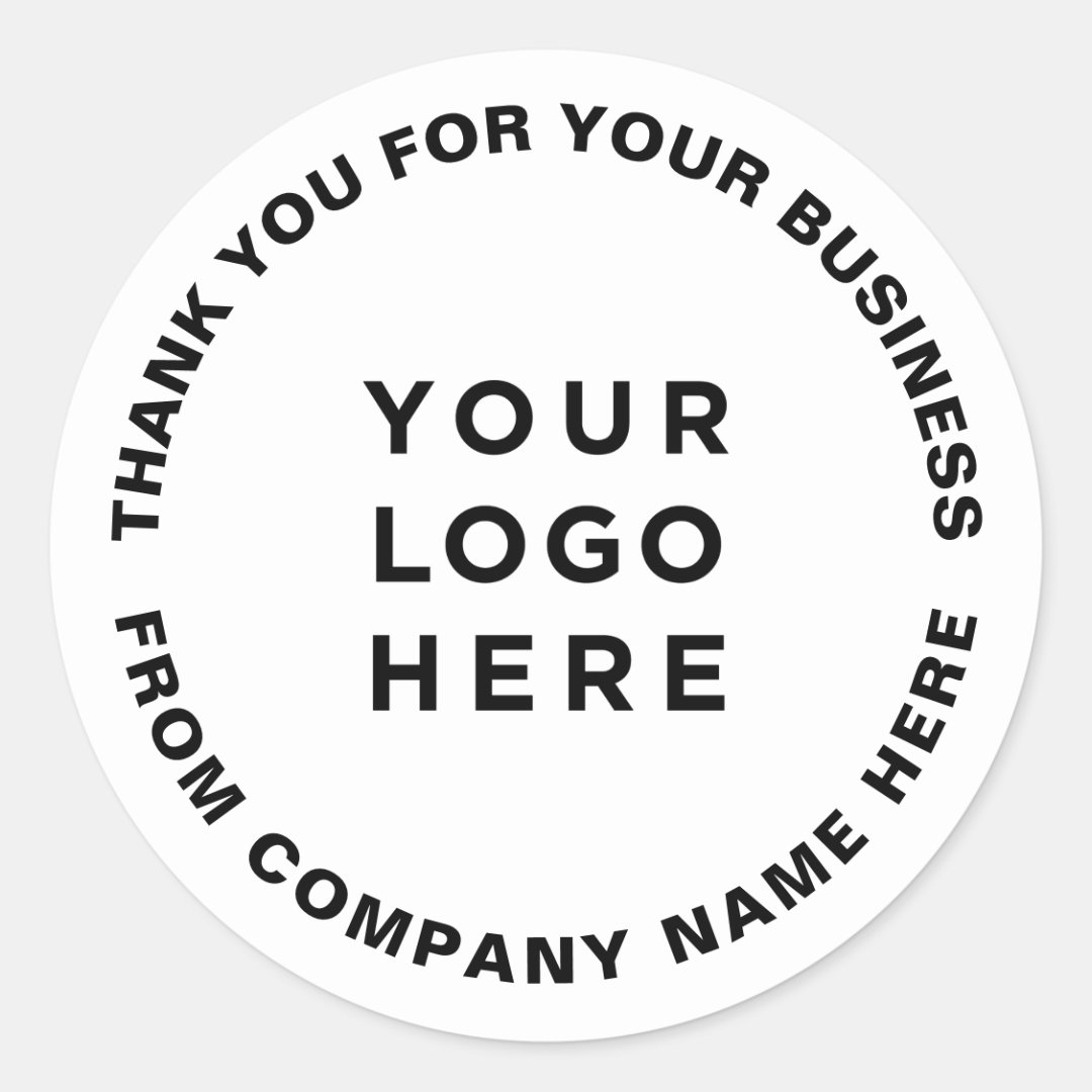 Your Logo Simple and Professional Thank you Classic Round Sticker | Zazzle