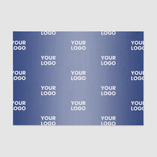 Your Logo Simple Repeating Logo Navy Blue Gradient Tissue Paper | Zazzle