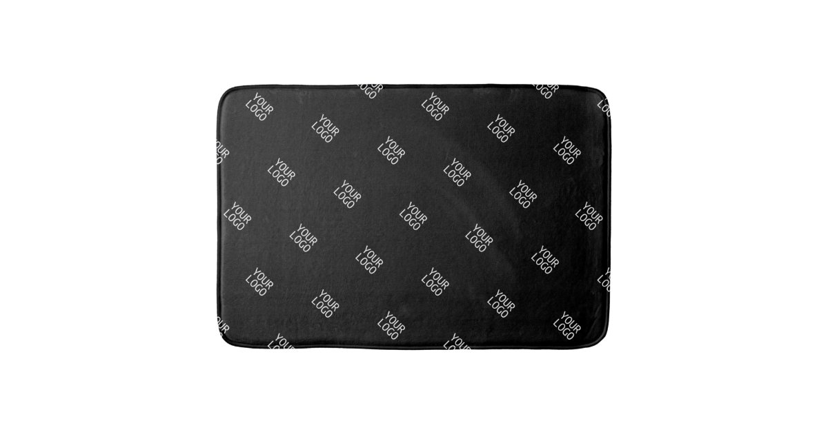 Your Logo Simple Repeating Logo Pattern | Black Bath Mat | Zazzle