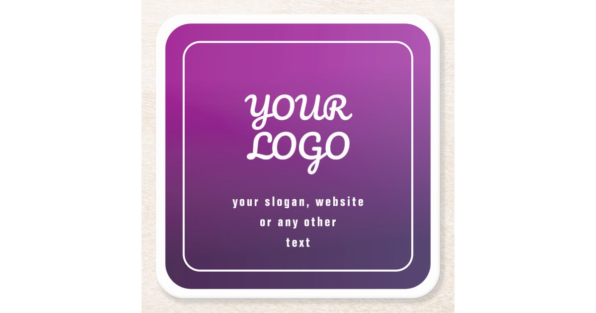 Your Logo & Stylish Light to Dark Purple Ombre Square Paper Coaster ...