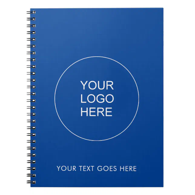 Your Logo Text Here Template Deep Blue Spiral Notebook | Zazzle