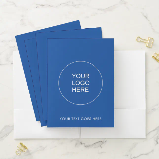 Your Logo Text Here Template Trendy Deep Blue Pocket Folder | Zazzle
