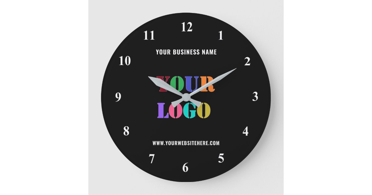 Your Logo Text Promotional Business Wall Clock | Zazzle