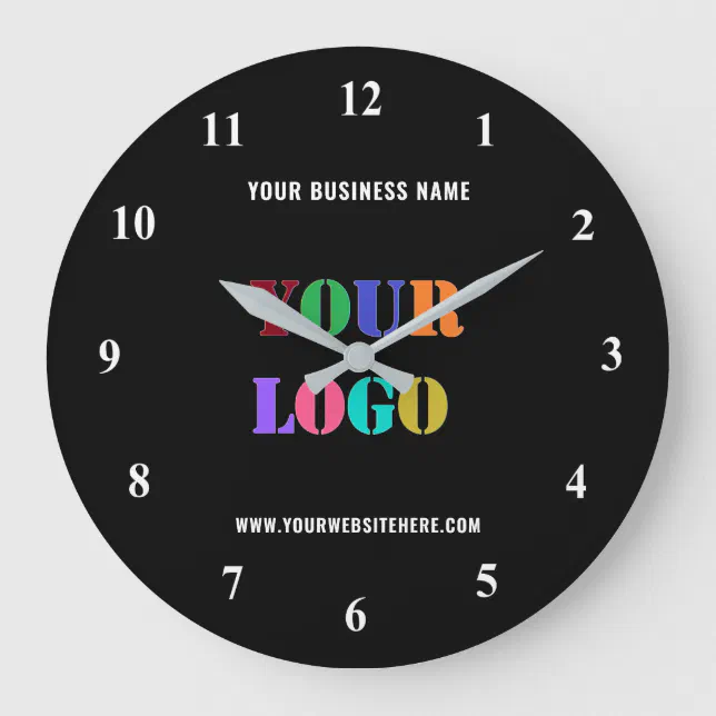 Your Logo Text Promotional Business Wall Clock | Zazzle