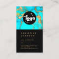 your logo turquoise stone on black business card | Zazzle