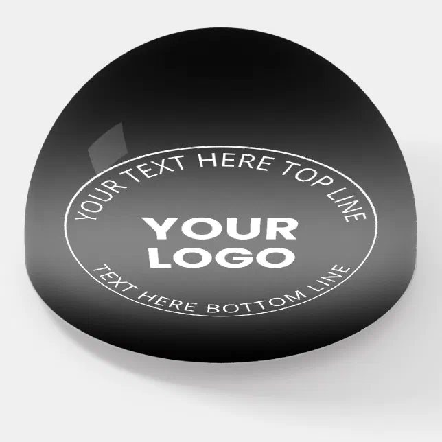 Your Logo w/Editable Black & White Gradient Paperweight | Zazzle