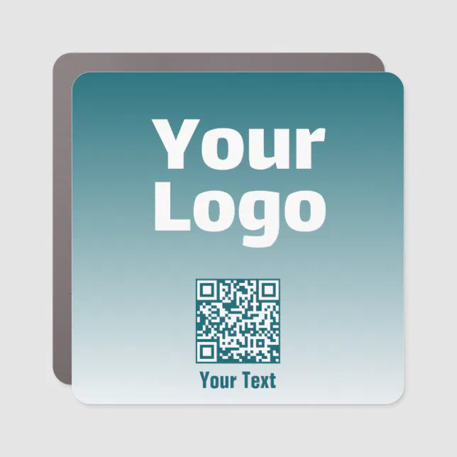 Your Logo w/Editable QR code & Gradient Ombre Car Magnet | Zazzle