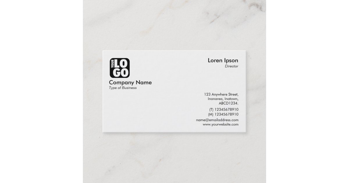 Your Logo - White Business Card | Zazzle