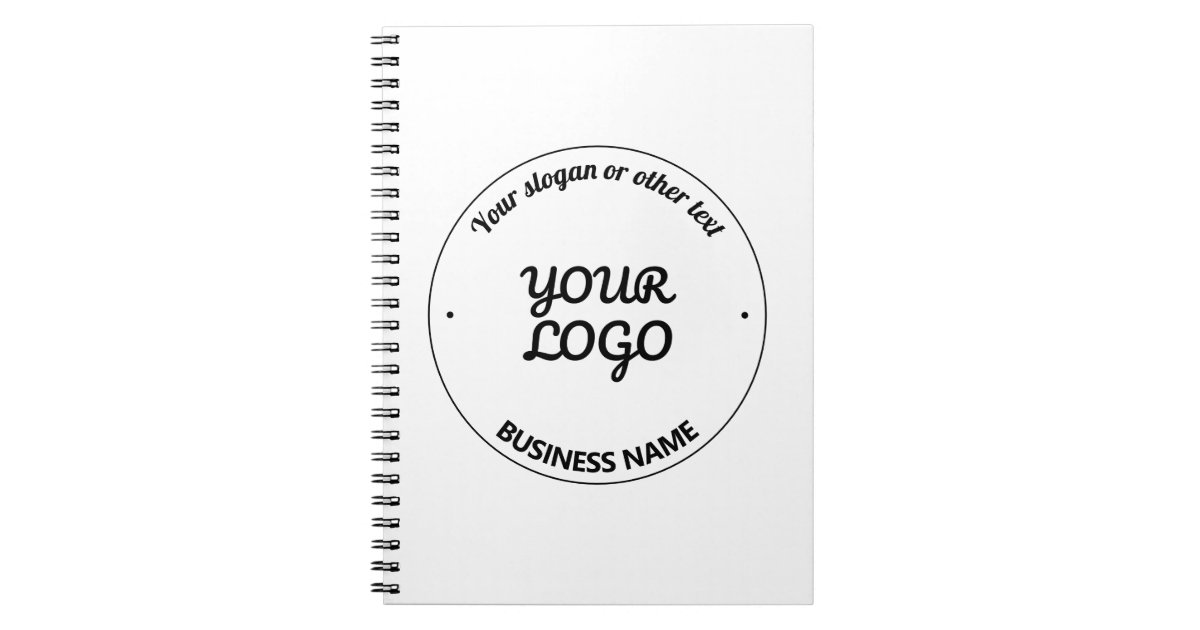 Your Logo with Editable Slogan & Business Name Notebook | Zazzle