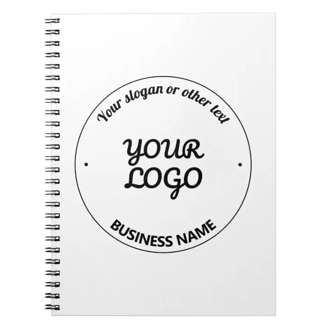 Your Logo with Editable Slogan & Business Name Notebook | Zazzle
