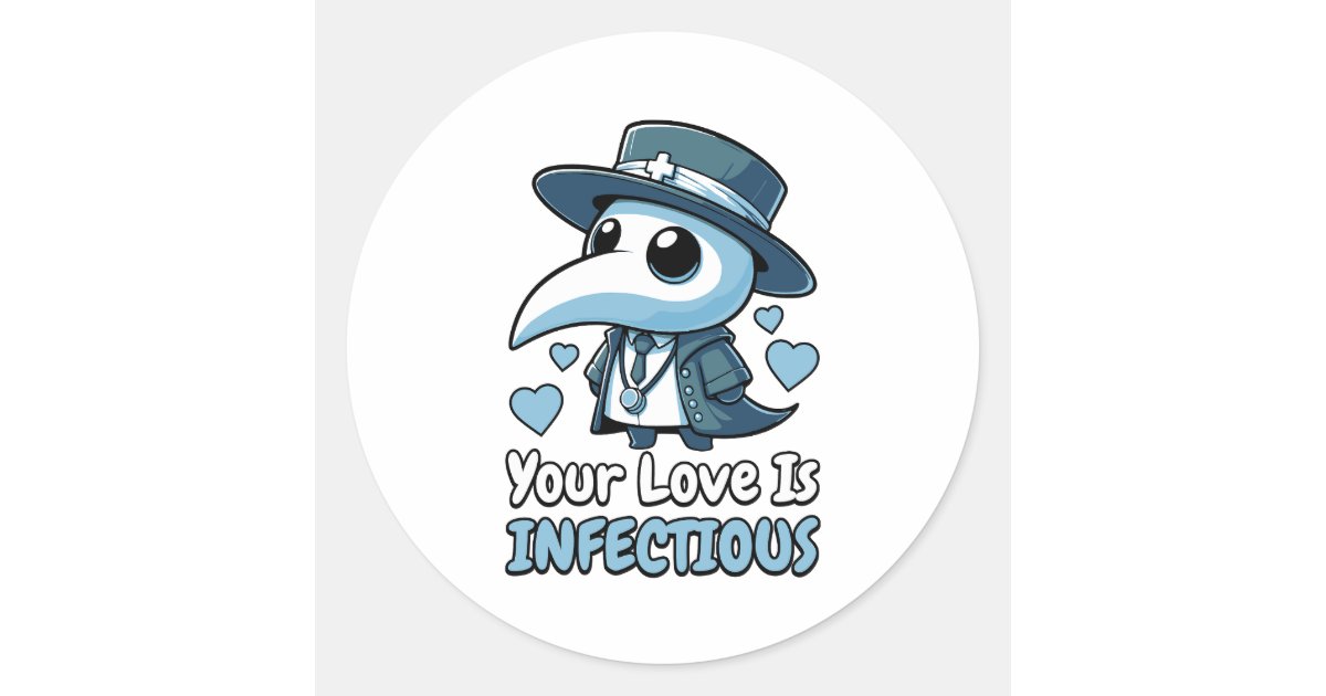Your Love Is Infectious! Cute Witch Doctor Pun Classic Round Sticker ...
