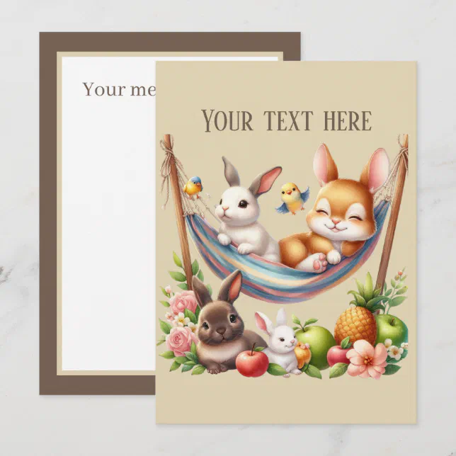 Your message here cute baby animals note card | Zazzle