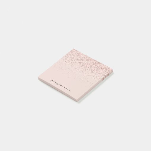 Your Message Rose Gold Glitter Post-it Notes | Zazzle