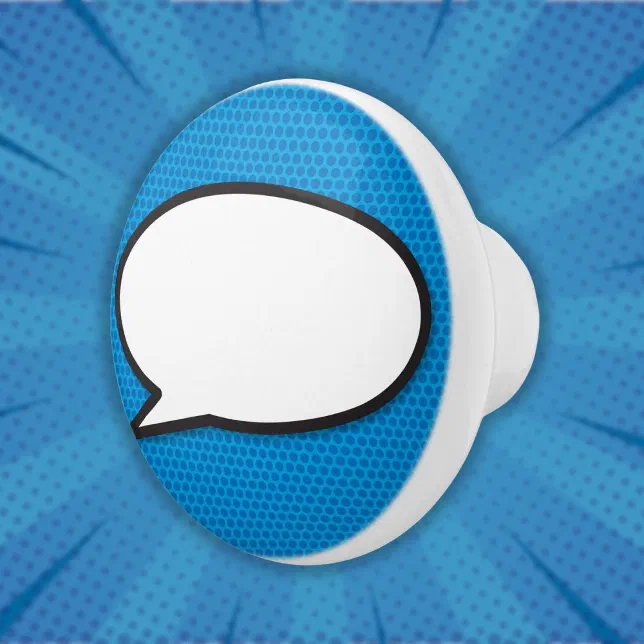 Your Message Speech Bubble Fun Retro Comic Book Ceramic Knob | Zazzle