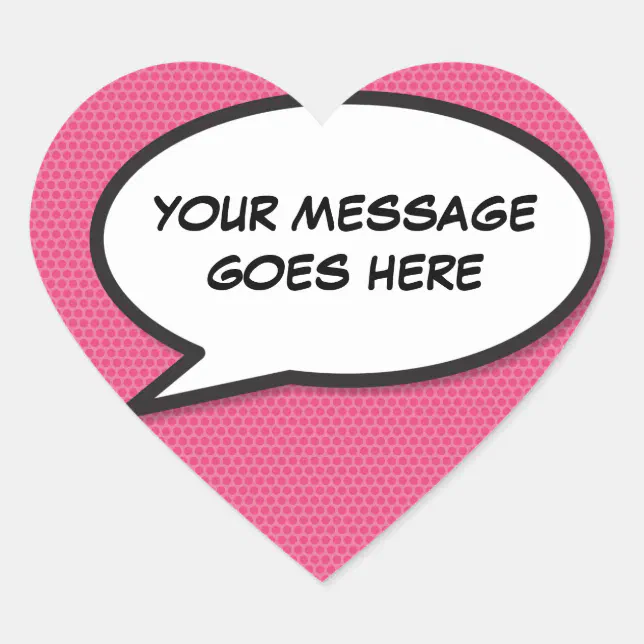 Your Message Speech Bubble Fun Retro Comic Book Heart Sticker | Zazzle