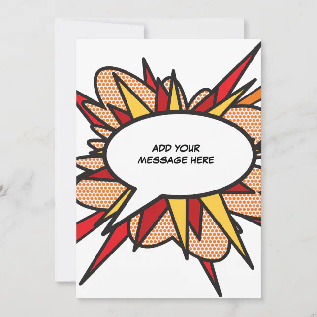 Your Message Speech Bubble Fun Retro Comic Book Invitation | Zazzle