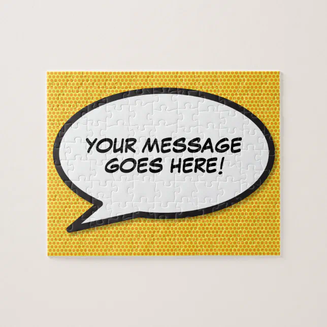 Your Message Speech Bubble Fun Retro Comic Book Jigsaw Puzzle | Zazzle