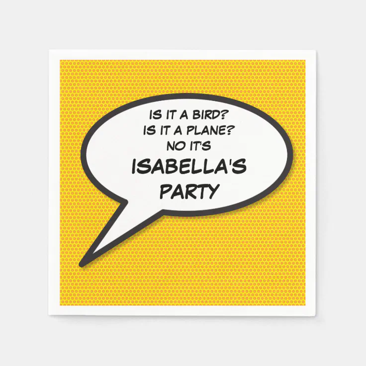 Your Message Speech Bubble Fun Retro Comic Book Paper Napkins | Zazzle