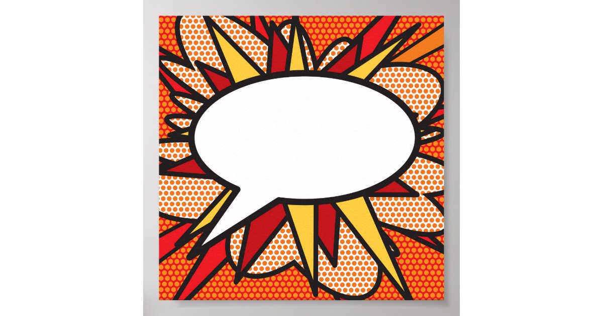 Your Message Speech Bubble Fun Retro Comic Book Poster | Zazzle