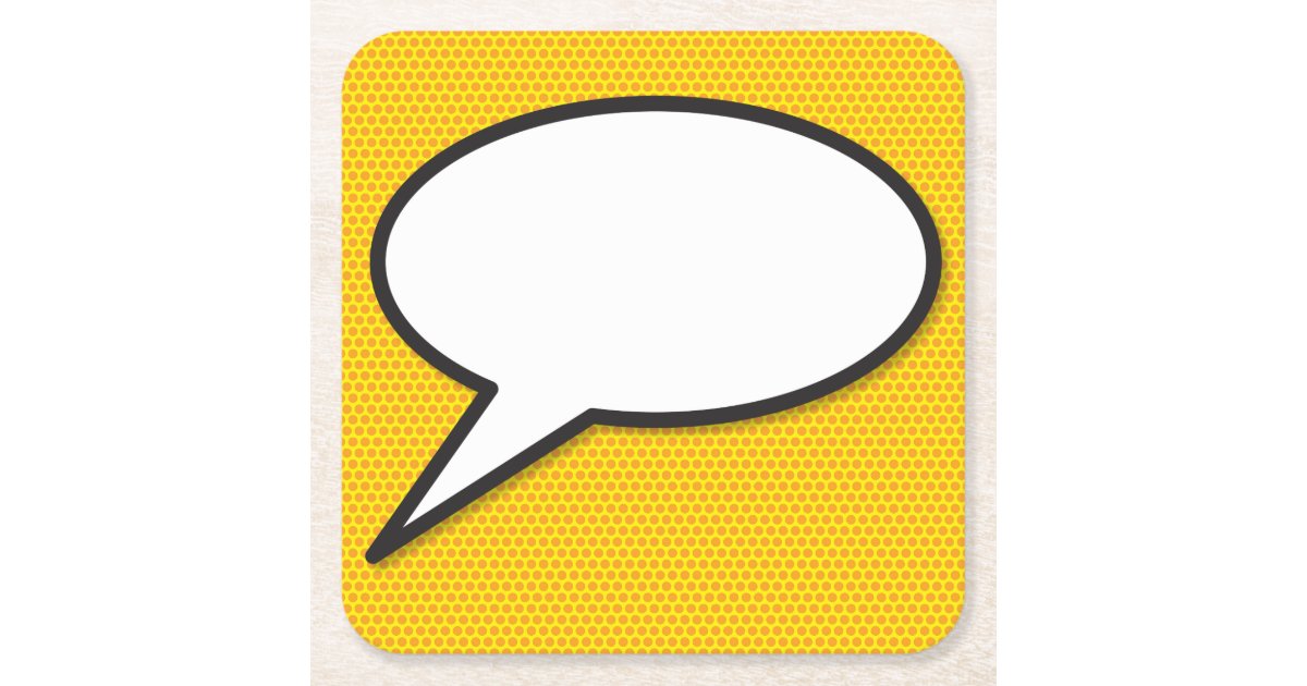 Your Message Speech Bubble Fun Retro Comic Book Square Paper Coaster ...