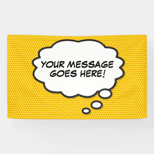 Your Message Think Bubble Fun Retro Comic Book Banner | Zazzle