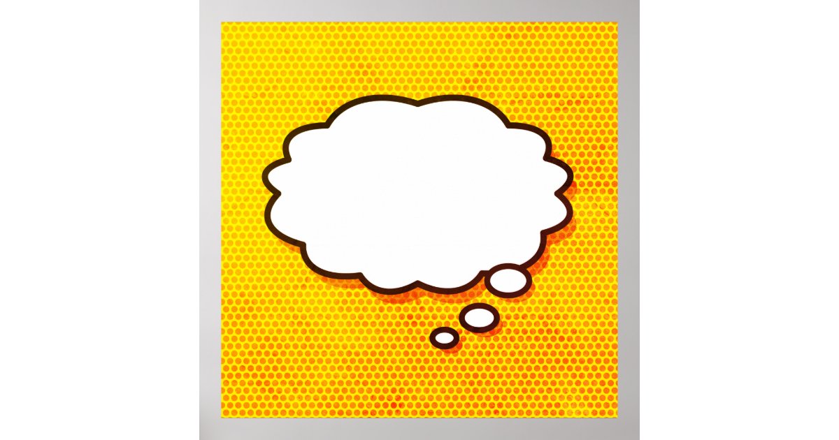 Your Message Think Bubble Fun Retro Comic Book Poster | Zazzle