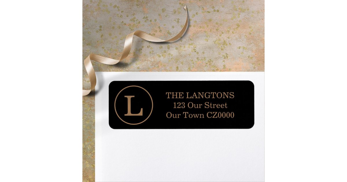 Your Monogram Classic Black and Gold Label | Zazzle