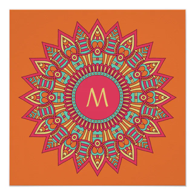 Your Monogram in a Boho Frame custom poster | Zazzle
